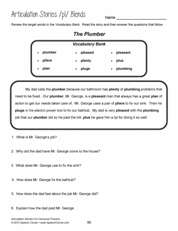 Articulation Stories For Carryover Practice - Speech Corner