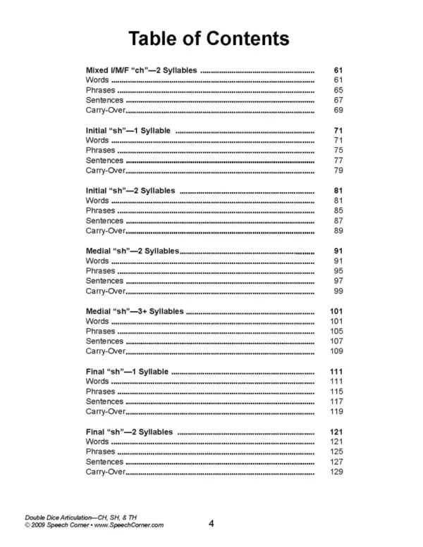 Double Dice Articulation CH, SH, & TH - Speech Corner