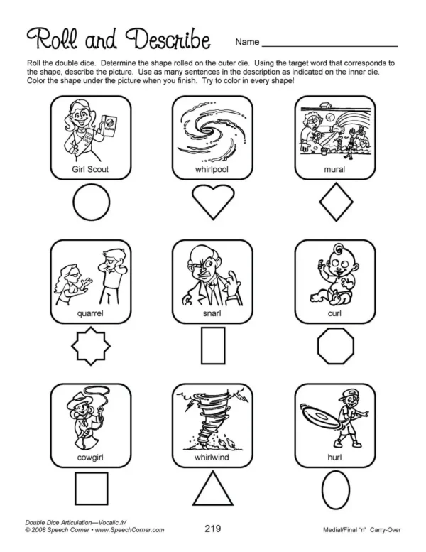 Double Dice Articulation Vocalic /r/ - Speech Corner