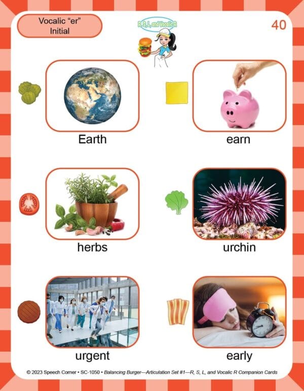 Balancing Burger Articulation Companion Cards Set #1: R, S, L, and ...