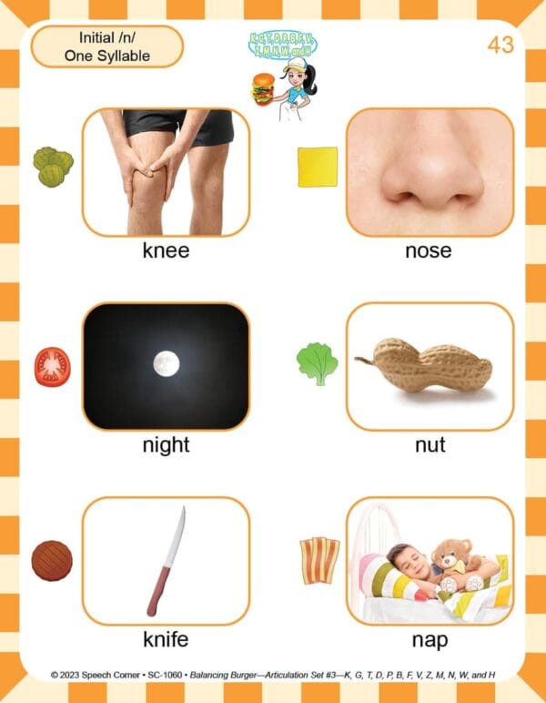 Balancing Burger Articulation Companion Cards Set #3: K,G,T,D,P,B,F,V,Z ...
