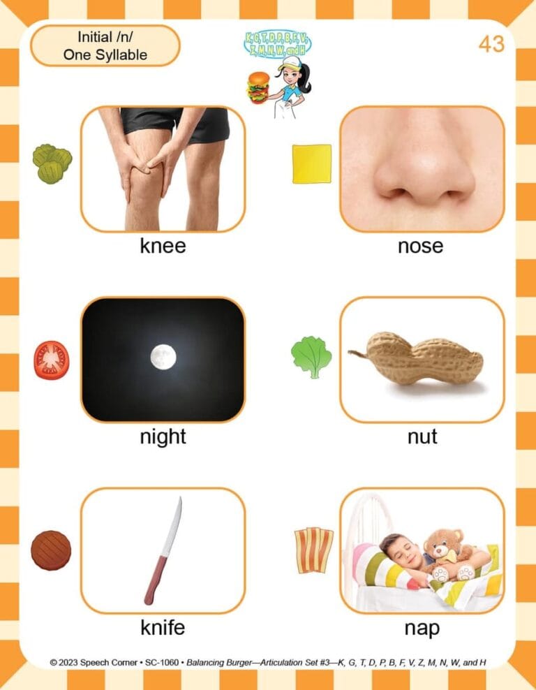Balancing Burger Articulation Companion Cards Set #3: K,G,T,D,P,B,F,V,Z ...