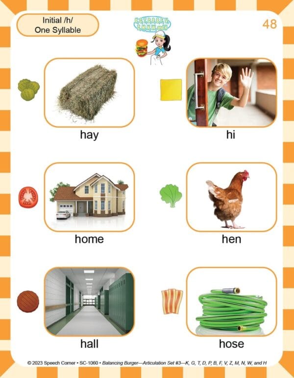 Balancing Burger Articulation Companion Cards Set #3: K,G,T,D,P,B,F,V,Z ...