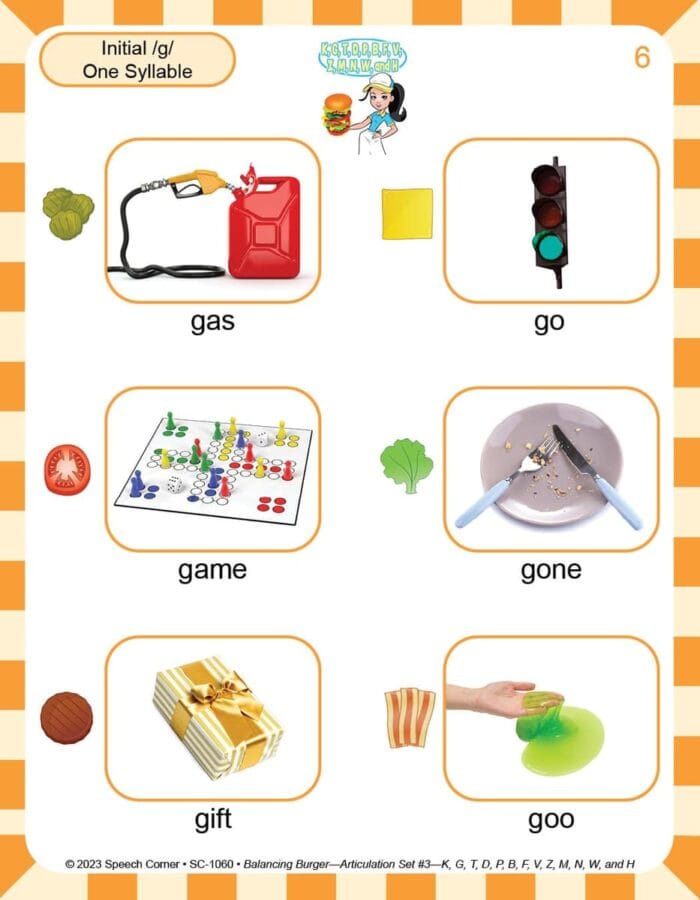 Balancing Burger Articulation Companion Cards Set #3: K,G,T,D,P,B,F,V,Z ...