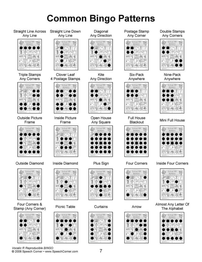Vocalic R Reproducible Bingo - Speech Corner