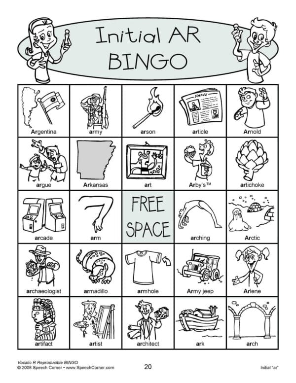 Vocalic R Reproducible Bingo - Speech Corner