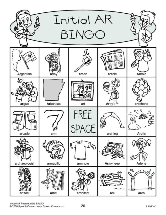 Vocalic R Reproducible Bingo - Speech Corner