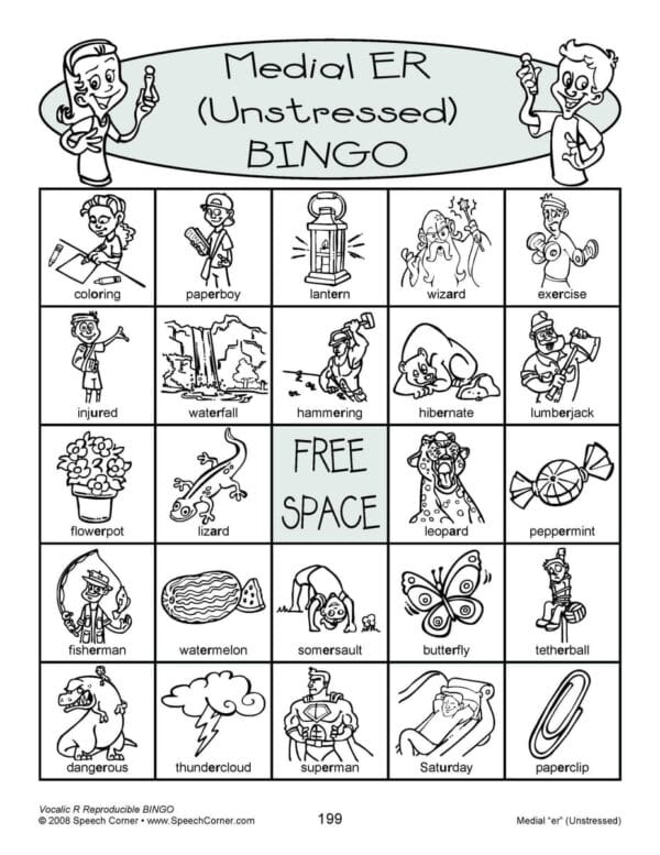 Vocalic R Reproducible Bingo - Speech Corner