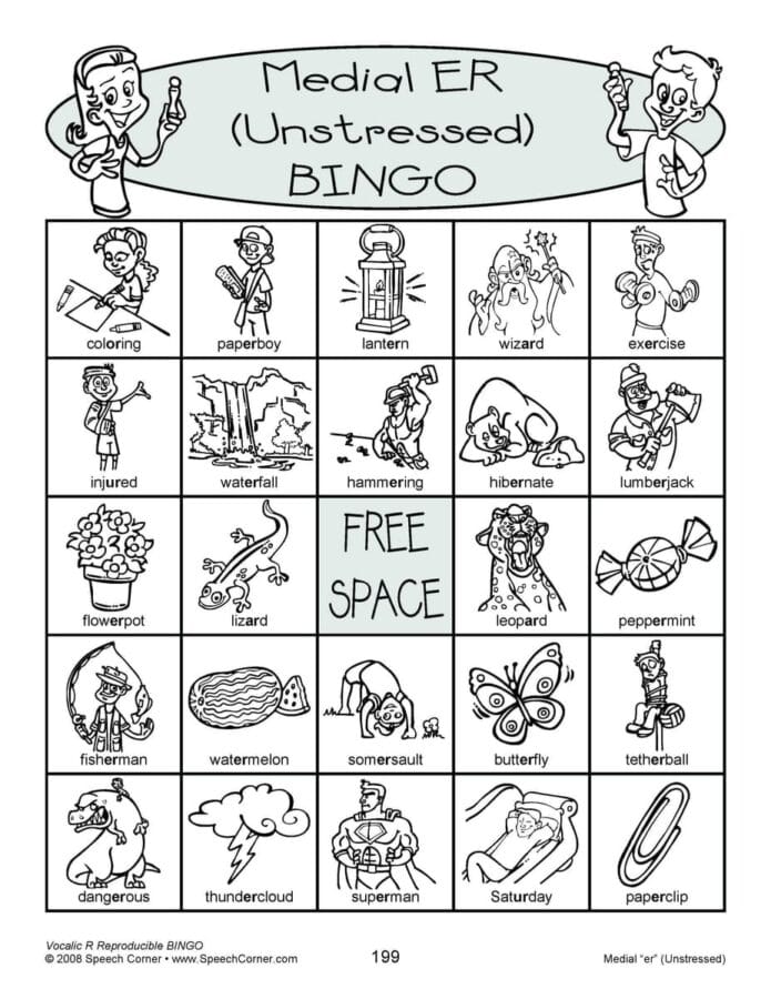 Vocalic R Reproducible Bingo - Speech Corner